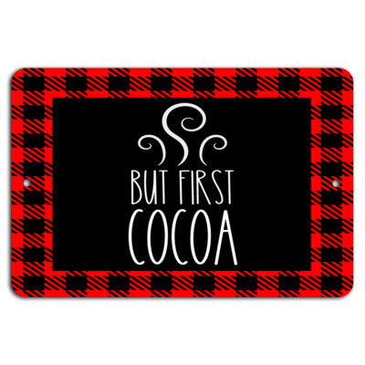 First, Cocoa! Rustic Red Buffalo Plaid Sign | eBay