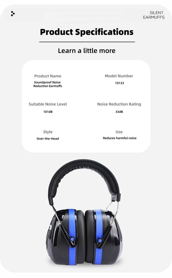 Noise Reduction Ear Muffs Soundproof Headphones for Study Work ...