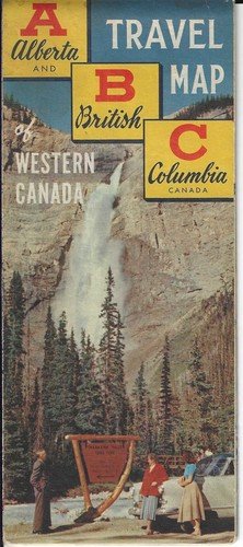 1958 ALBERTA and BRITISH COLUMBIA Canada Travel Map of Western Canada ...