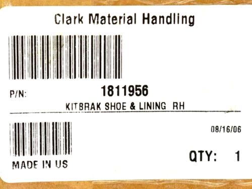 NEW Genuine Clark 1811956 Forklift Right RH Brake Shoe & Lining Kit | eBay