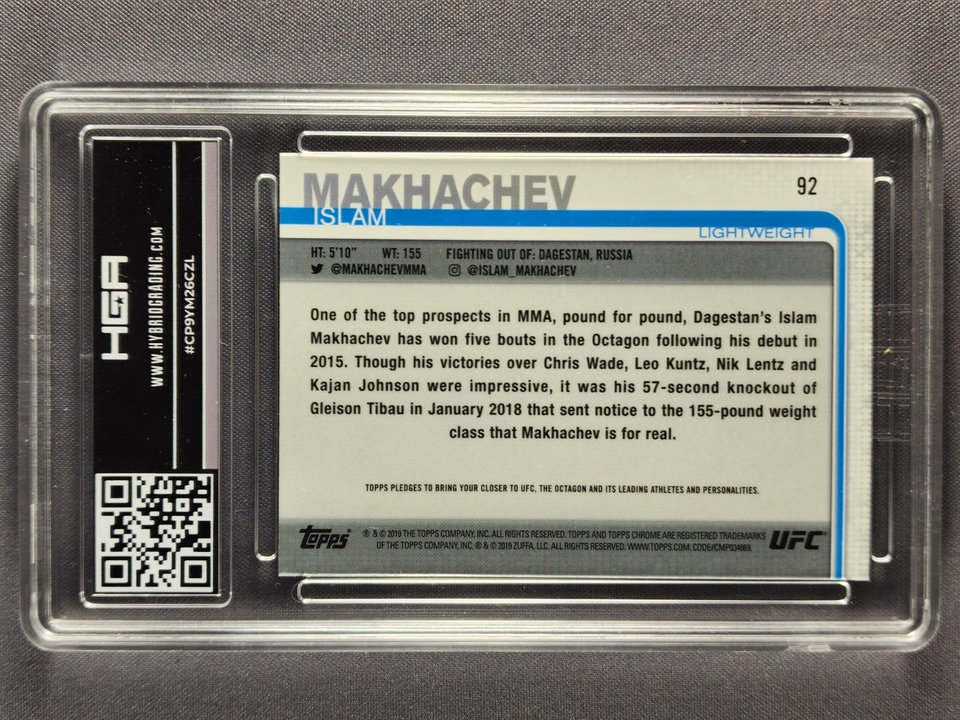 2019 Topps Chrome UFC #92 Islam Makhachev Rookie Card RC HGA 9.5 Gem ...