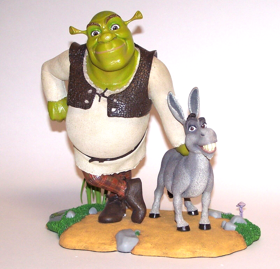Shrek 2 & Donkey Cold Cast Porcelain Statue 10" Tall Dreamworks 2005 ...