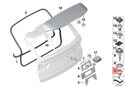 Genuine BMW 07-16 328i Exterior-Rocker Molding Retainer Nut 10 PCS ...