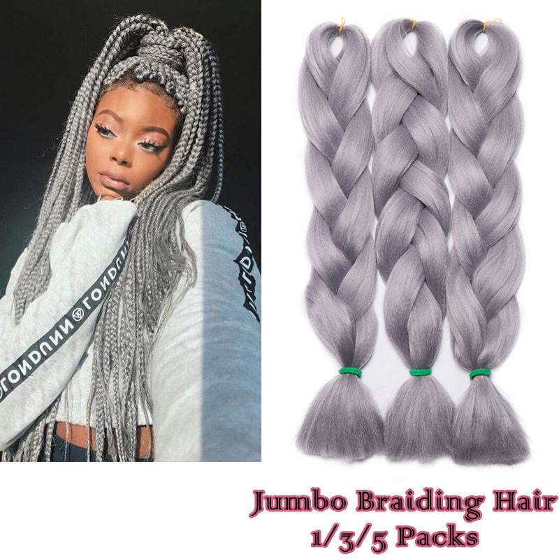 24" Handmade Jumbo Braiding Hair Extensions Plaited Box Braids Ombre ...