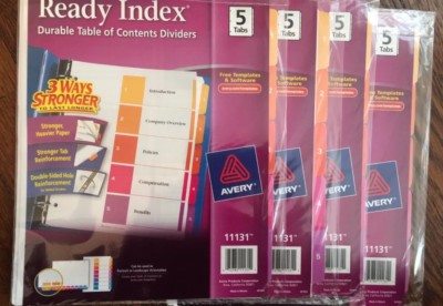 Avery Dennison Ave-11131 Ready Index Table Of Contents Reference. Lot ...