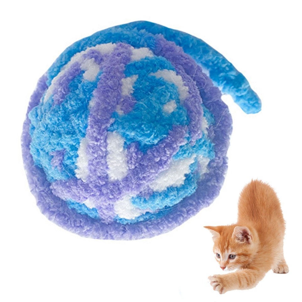 Cat Yarn Ball Toy Fun Interactive Bite Resistance Woolen Yarn Cat Ball ...