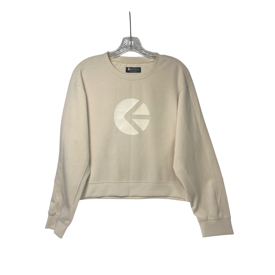Ethika Beige Cropped Sweatshirt Large | Minimalist Logo | eBay