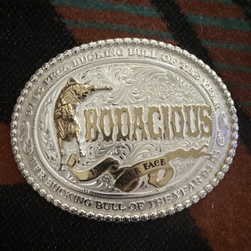 Bodacious 1994-95 PRCA Bucking Bull of the year belt Buckle Montana ...