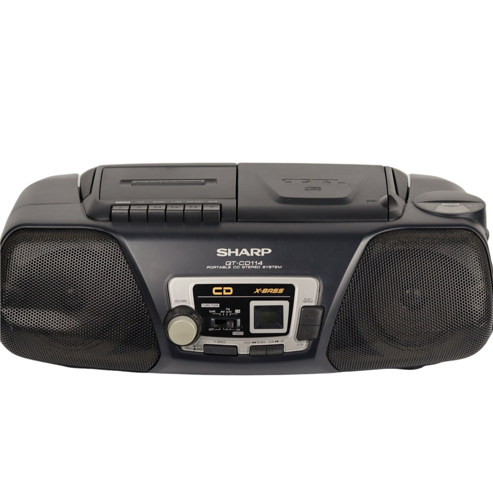 Sharp Portable CD Stereo System Boombox CD AM FM Cassette QT-CD114 ...