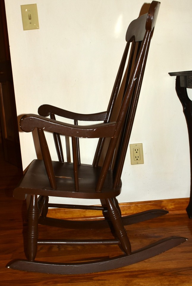 Antique Bent Wood Windsor Colonial Rocking Chair Rocker 40.5 " Tall | eBay