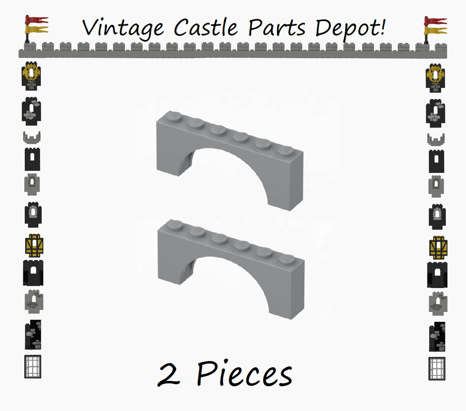 Vintage Lego Old Light Gray Castle Windows Walls Corner Arches Turrets ...