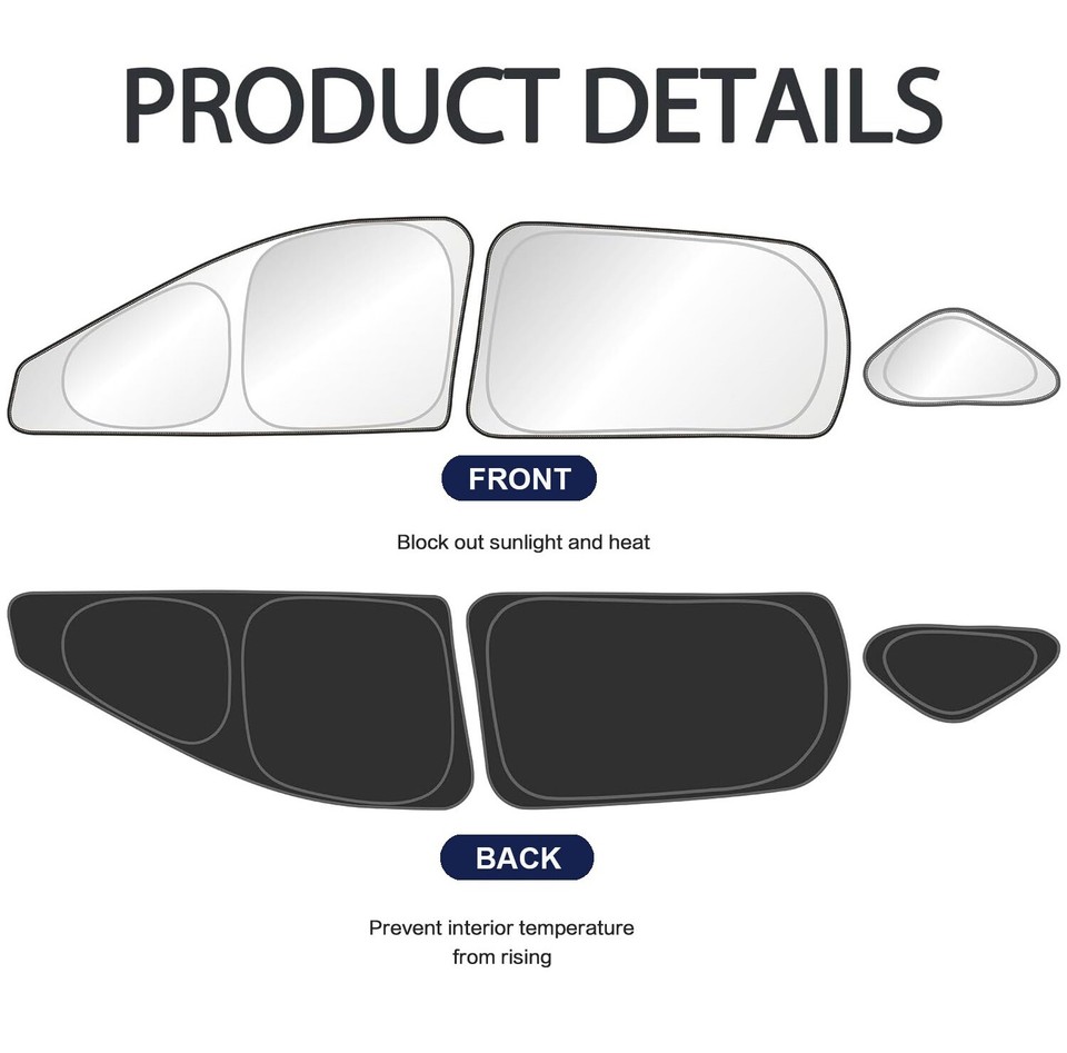 6x For 2020-2024 Tesla Model Y Accessories Side Window Sun Shade ...