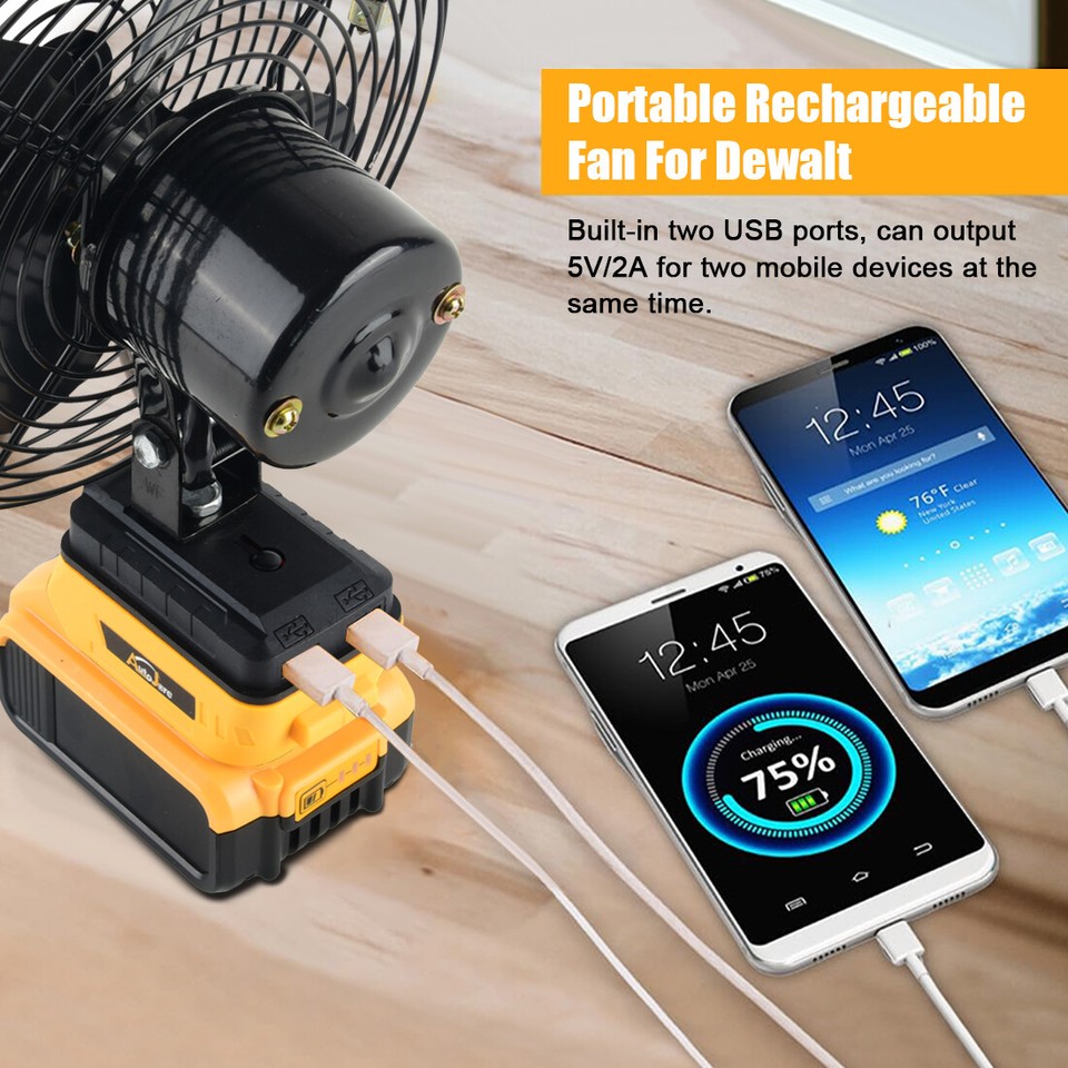 Portable Workshop Desk Fan Jobsite Fan For Dewalt 20V Battery Cordless ...