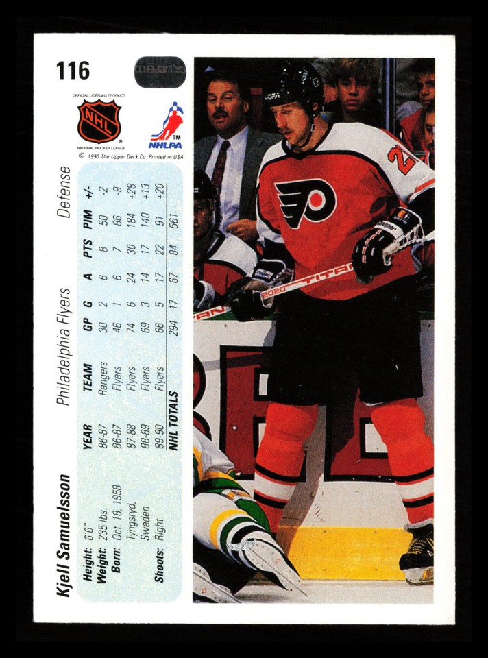 Kjell Samuelsson 1990-91 Upper Deck Hockey NHL #116a Philadelphia ...