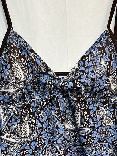 Baltex Tankini Swim Top Womens 10 Brown Blue Floral Paisley Boho Hippie ...