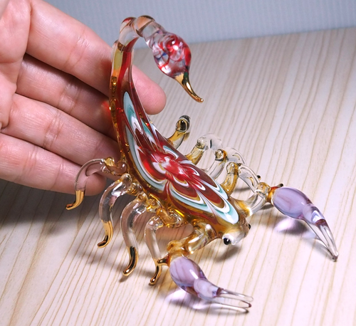 Maroon SCORPION hand blown art glass figure 4.25 inch gold trim Gift ...