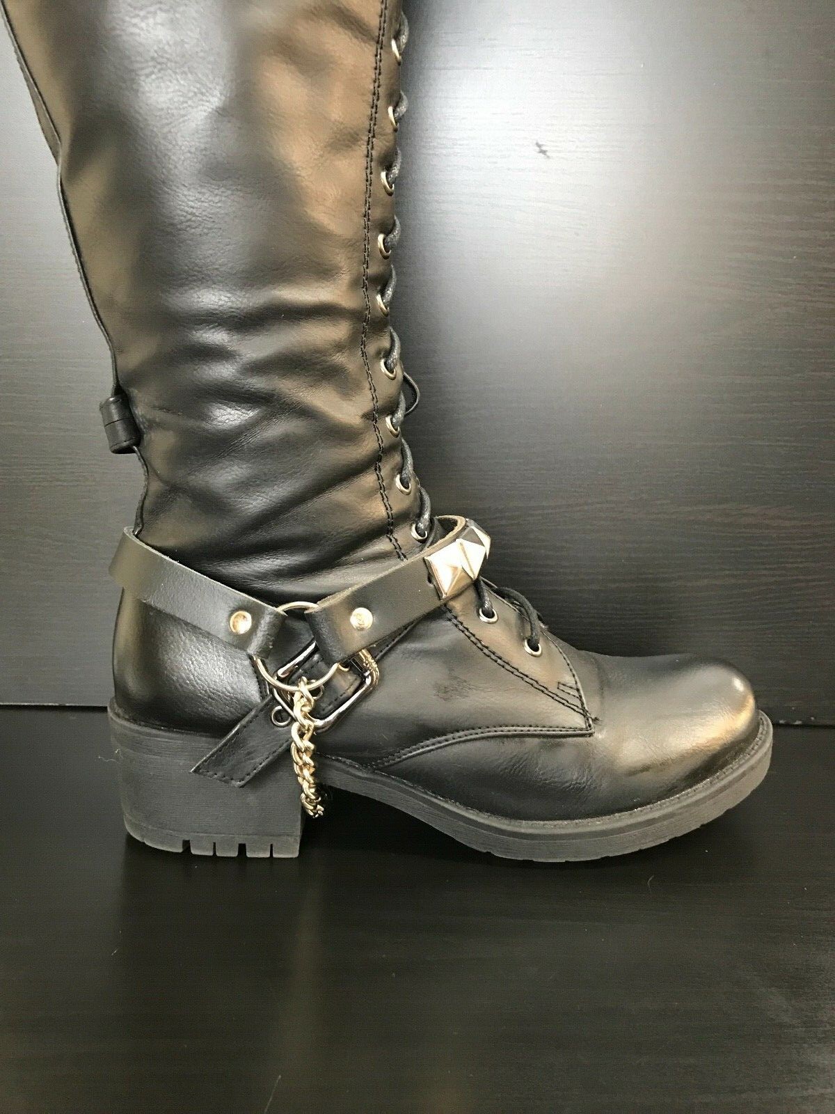 Genuine Real Leather BOOT STRAPS BLACK 5 STYLES PUNK GOTHIC FASHION ...