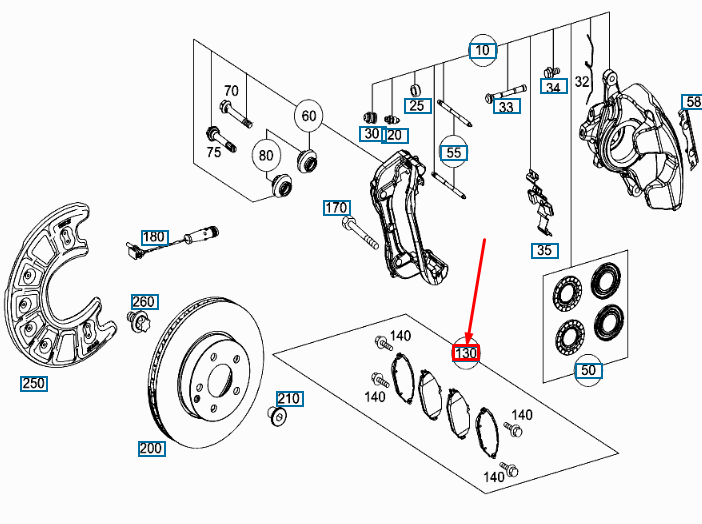 MERCEDES-BENZ C W205 AMG Front Wheel Brake Pad Set A0004205800 NEW ...