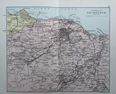 1891 SCOTLAND MAP ENVIRONS OF EDINBURGH LEITH PORTOBELLO DALKEITH ...