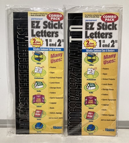 EZ Stick Letters & Numbers 1 & 2" Helvetica Condensed 3.5x9" Sheets ...