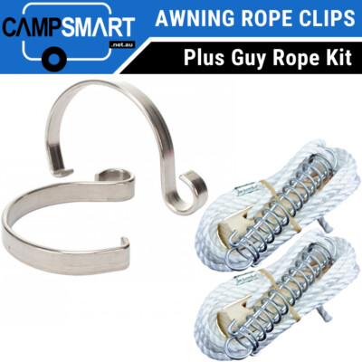 Caravan Awning Rope Clips & Guy Ropes Tie Down Kit for Roll Out Dometic ...