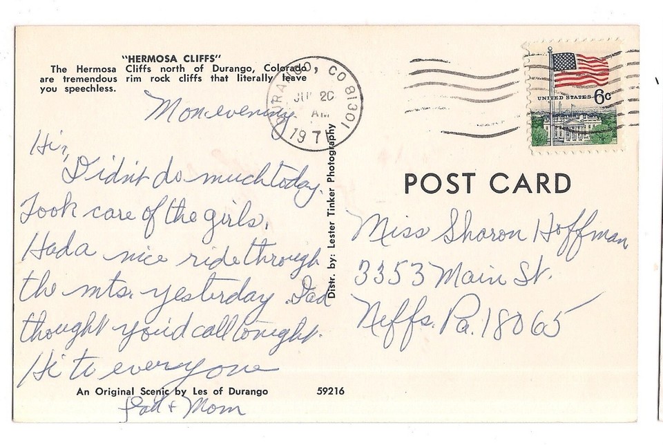 HERMOSA CLIFFS Rim Rock Houses North of Durango Colorado CO Postcard ...