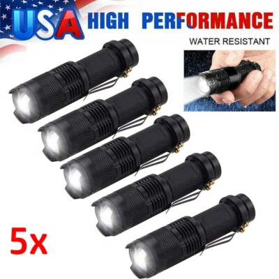 5Pack Tactical LED Flashlight Military Grade Torch Small Ultra Bright ...