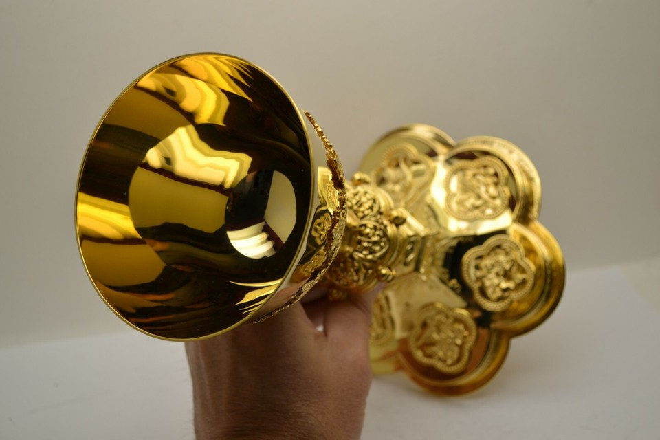 Nice Antique Traditional Gothic Chalice + All Sterling, All Gold Plated ...