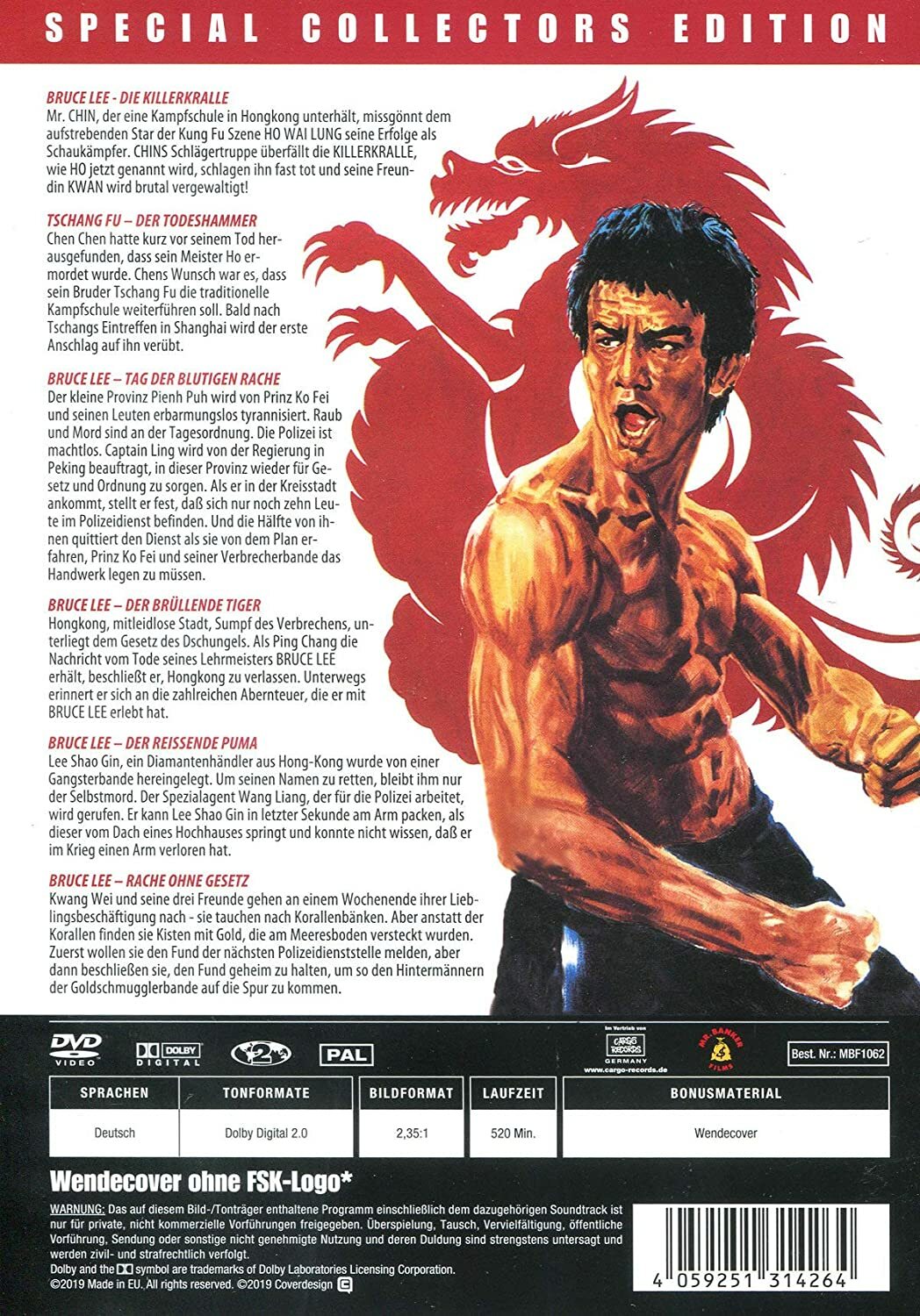 6 Movies THE LEGACY OF BRUCE LEE Death Hammer KILLER CLAW Puma .. DVD ...