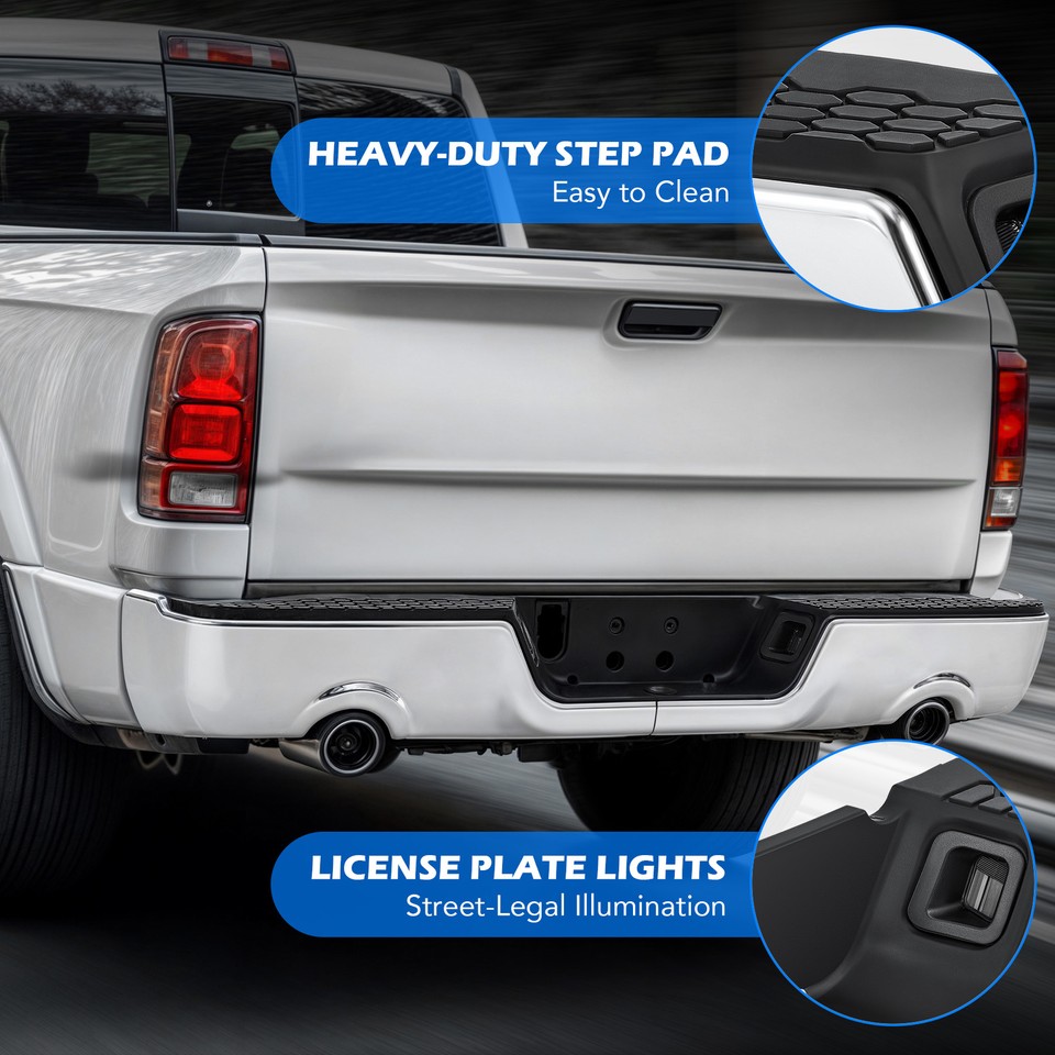 Chrome Rear Step Bumper For 2009-2018 Dodge Ram 1500 W/ Dual Exhaust | eBay