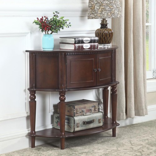 Antique Brown Hall Entry Way Storage Cabinet Half Console Foyer Wood ...