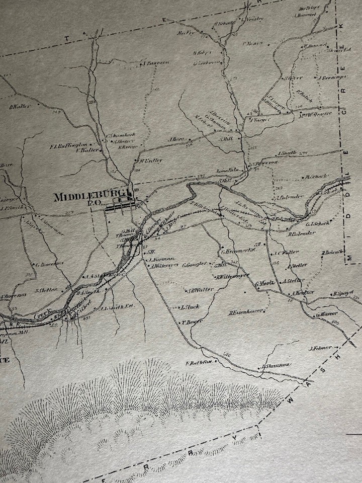 Middleburg Paxtonville Snyder Cty, Pa, 1868 Map with Landowners Names ...