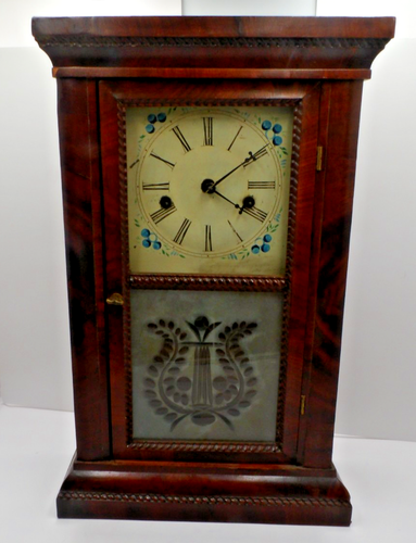 Antique Wm Johnson Regulator Clock--Tin Face-Burl Mahogany-Wavy Glass ...