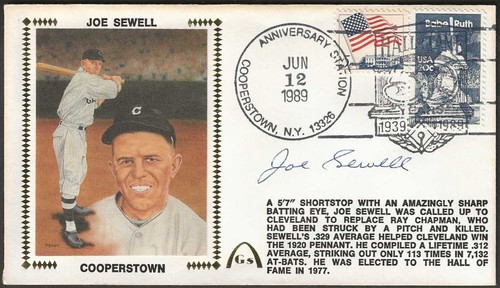 Joe Sewell Signed Baseball Hall Of Fame 50 Years HOF Cachet Cleveland ...
