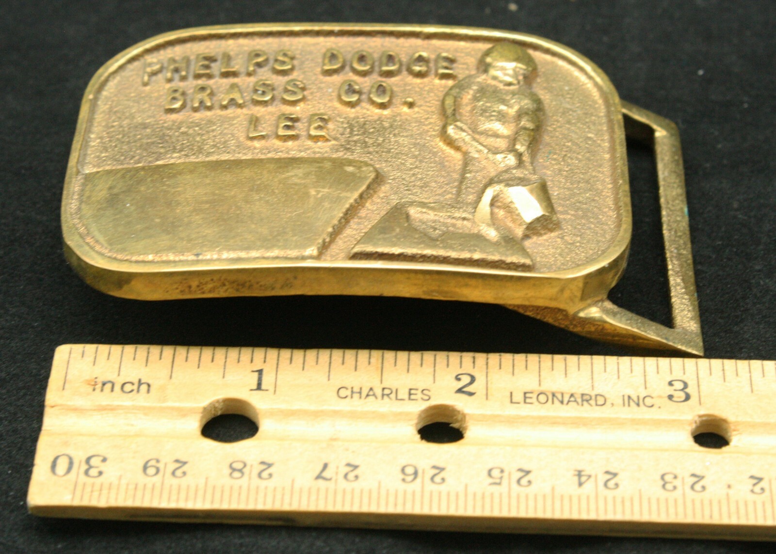 Vintage Phelps Dodge Brass Belt Buckle Advertising - Gem