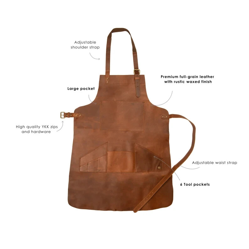 Distressed Real Cow Leather Apron Full Cow Hide Leather Apron with Many ...