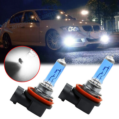 2X H11 Halogen Fog Light Bulb 6000K White High Power 55W Lamps ...