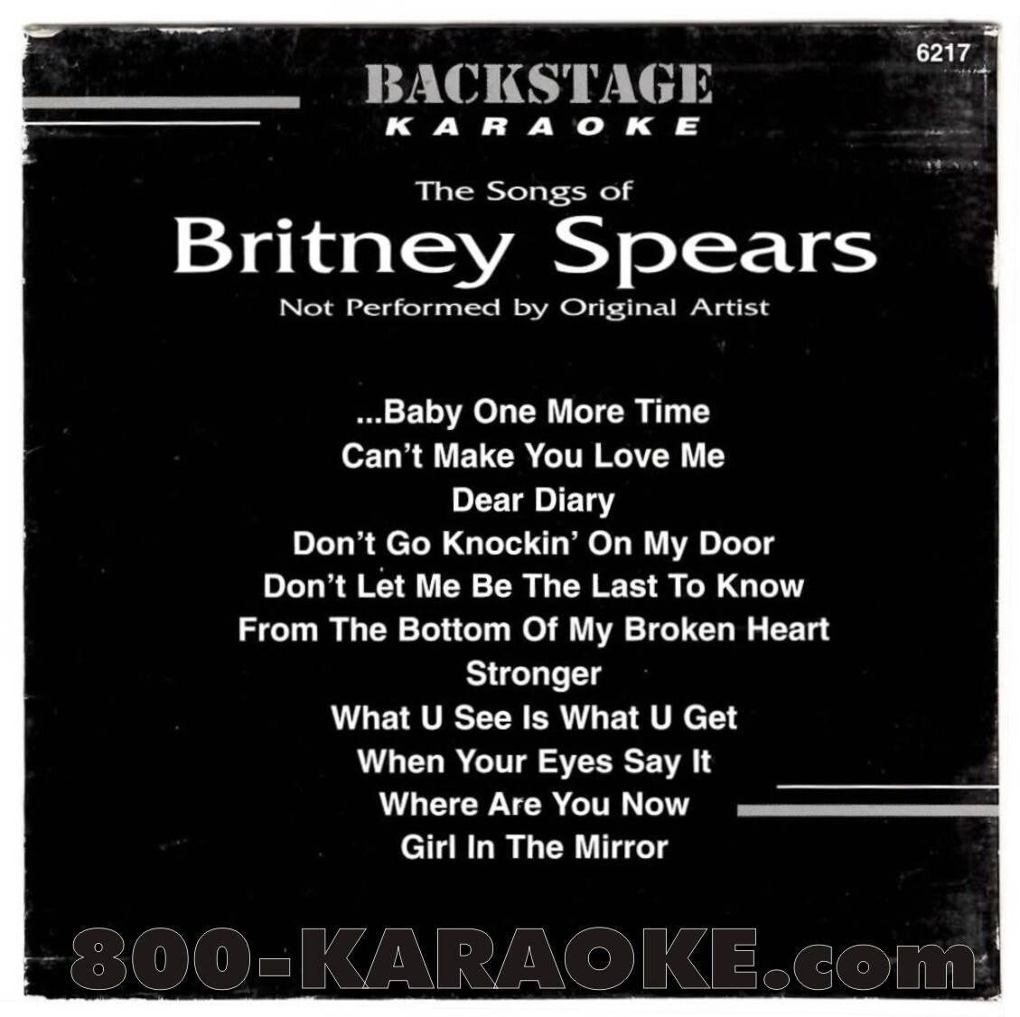 BACKSTAGE KARAOKE CD+G BS6217 CDG BRITNEY SPEARS cdg 11 #1 HITS OOPS ...