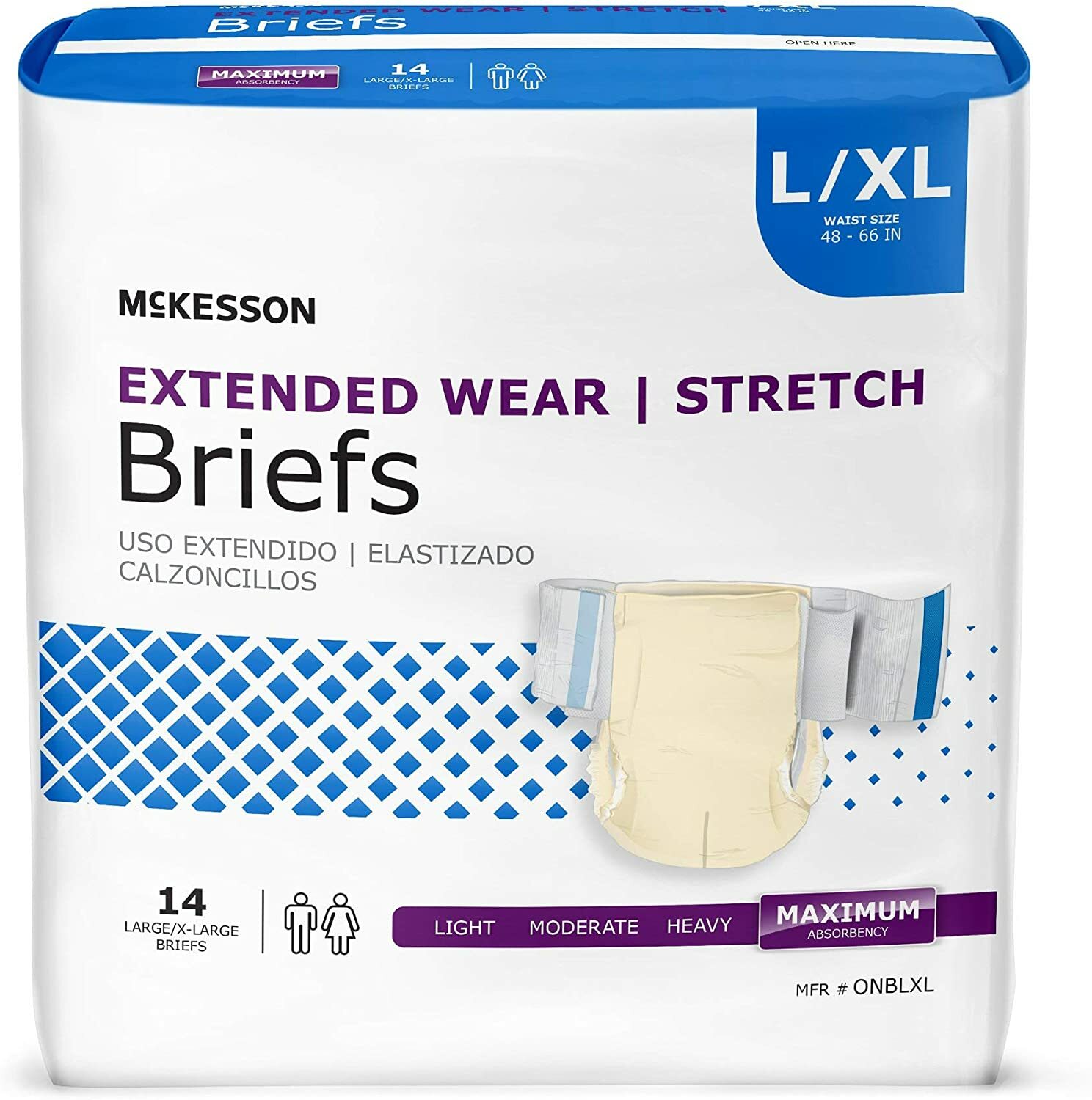 McKesson Adult Brief Extended Wear Tab Closure Large / X-L Heavy Absorb ...