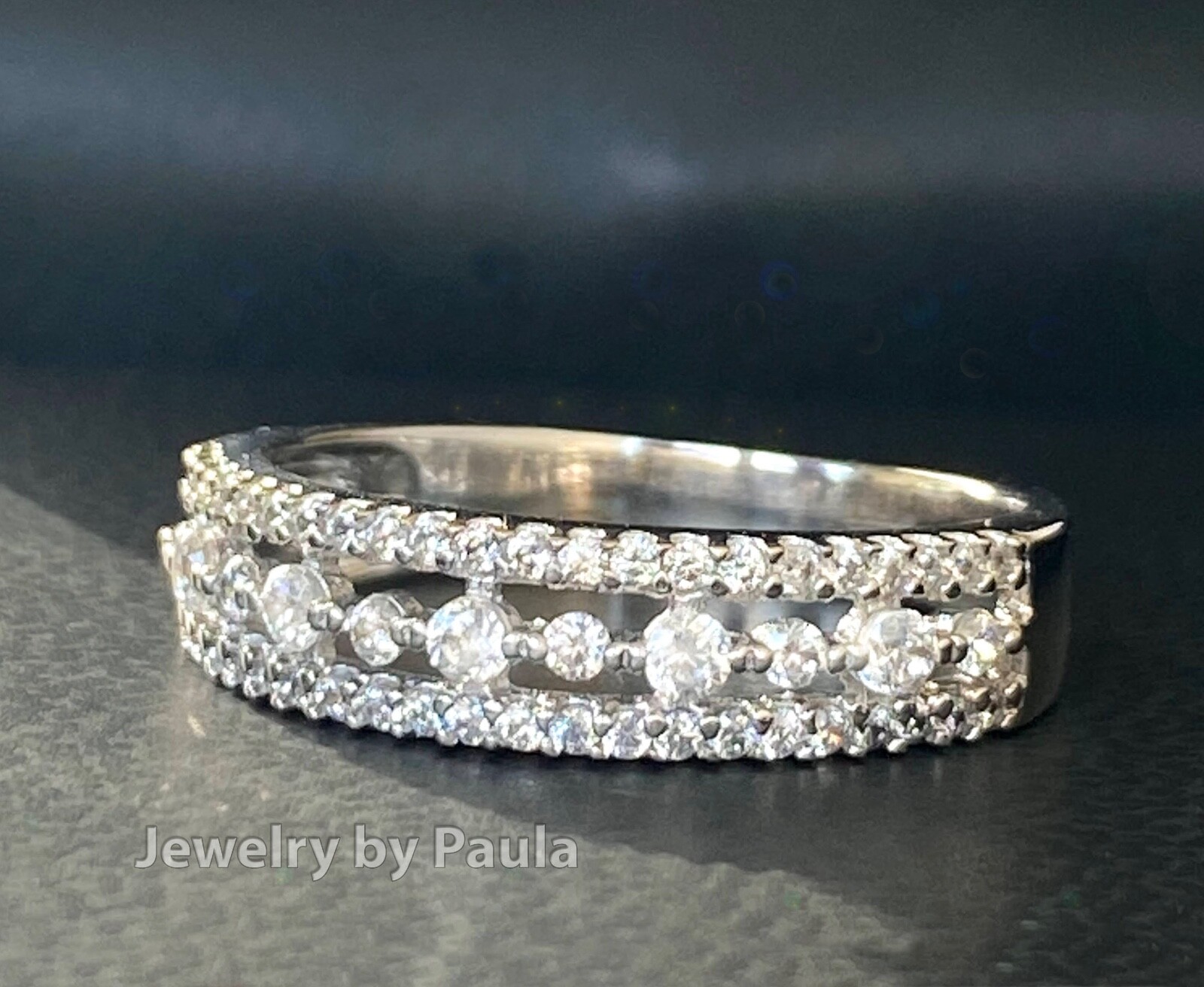 14k Solid Real White Gold 1.25 CT Diamond Wedding Band Anniversary Ring ...