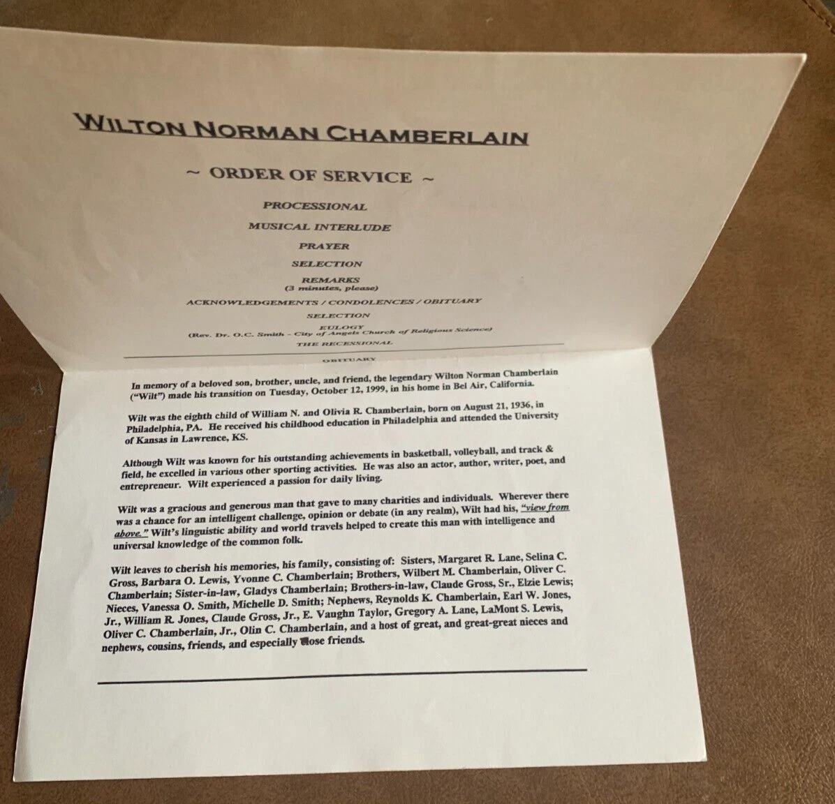 Wilt Chamberlain Funeral