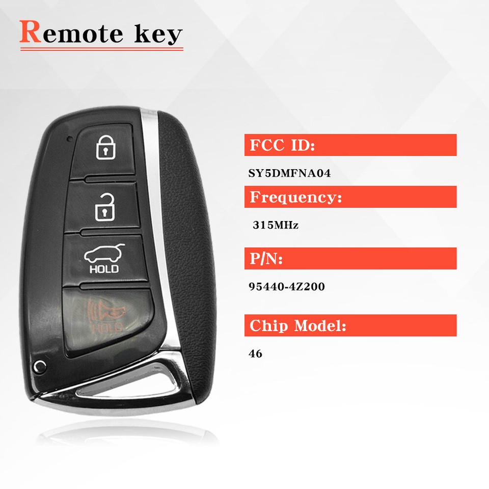 Keyless Remote Key Fob Replacement for Hyundai Santa Fe 2013-2018 95440 ...