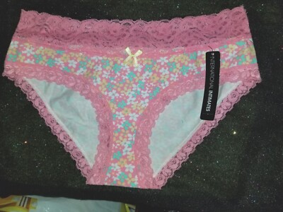 INTERNATIONAL INTIMATES BIKINI W/LACE TRIM-PINK FLORAL PRINT-SIZE-SMALL ...