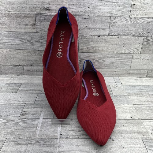 Rothy's The Point Red Pointed Toe Ballet Flats Shoes Women Size 12 | eBay