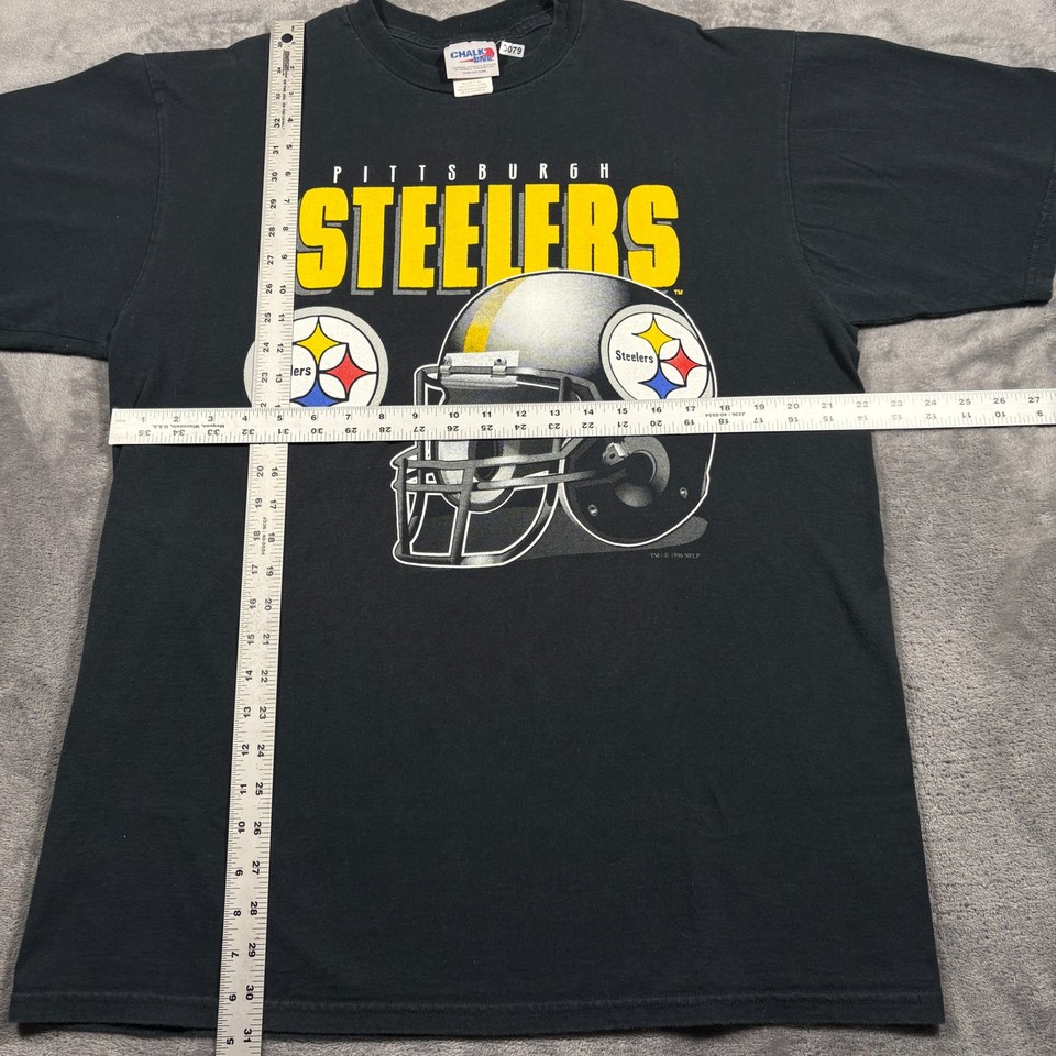 Vintage 1996 Pittsburgh Steelers T-Shirt Adult XL Black Chalk Line ...