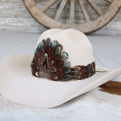 Blue Feather Hat Band for Western Cowboy Hats, Fits All Styles - Canyon ...