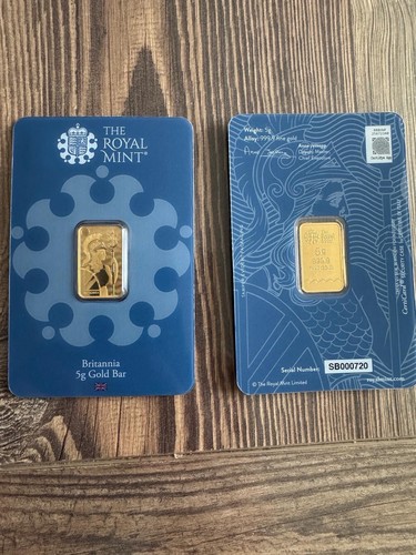 ROYAL MINT Britannia 5g Gold Bar 24K 999.9 Fine Sealed Assay Card - NEW ...