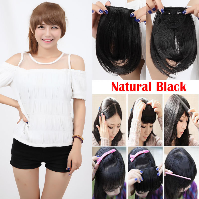Straight Front Bangs Fringe Piece Clip In Hair Extensions Remy style ...