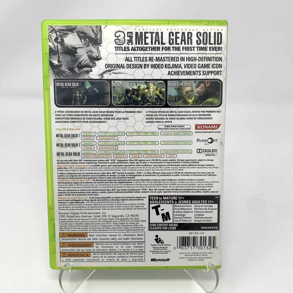 Metal Gear Solid HD Collection Xbox 360 Case & Manual Only (Microsoft ...