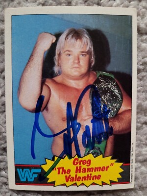 1986 WWF Scanlens Australia Signed Autograph Greg The Hammer Valentine ...